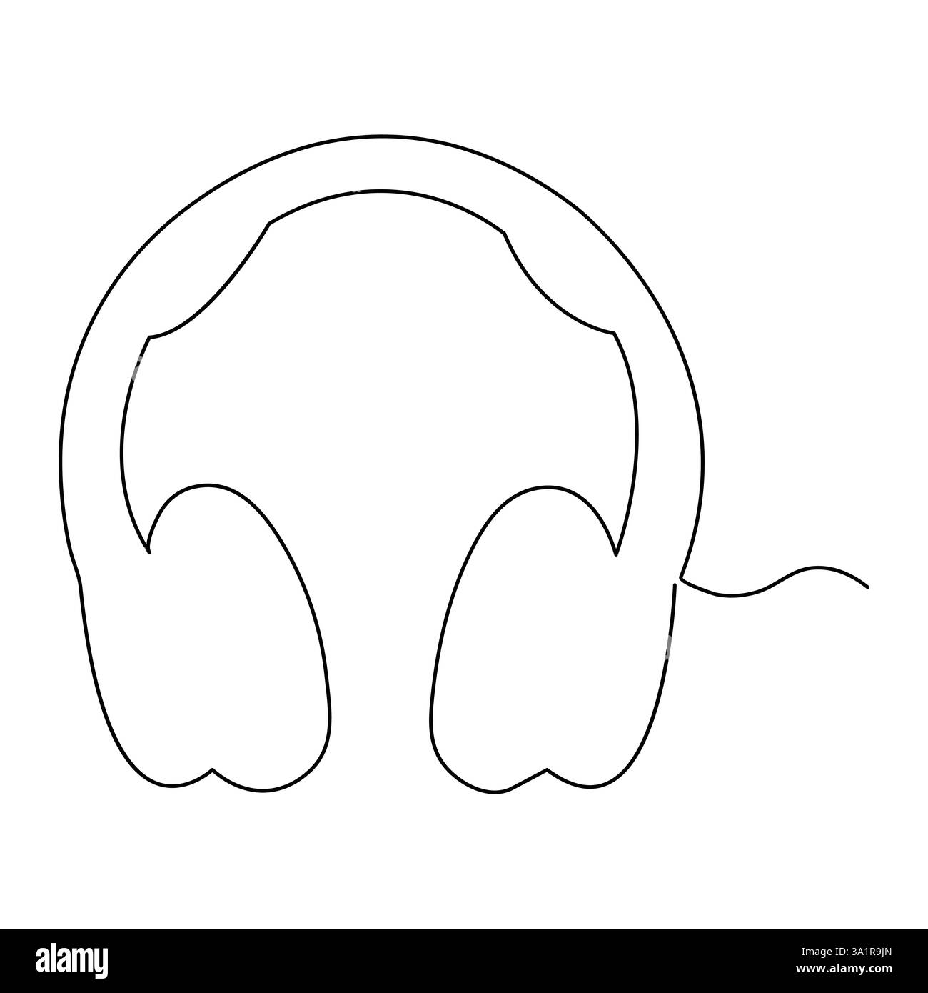 Headphones continuous one line hand drawing minimalism and outline ...