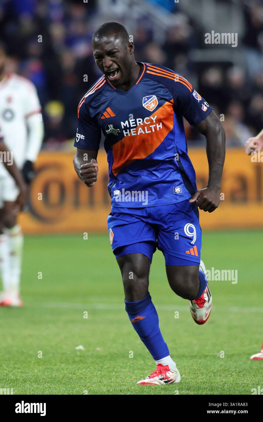 Cincinnati, Ohio, USA. 8th Mar, 2025. FC Cincinnati's Kevin Denkey ...