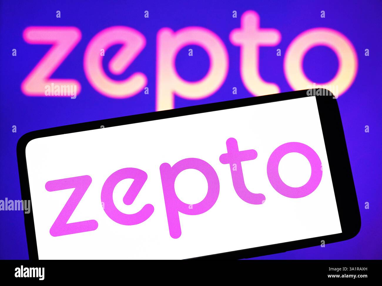 Ukraine. 10th Mar, 2025. In this photo illustration, a Zepto logo is ...
