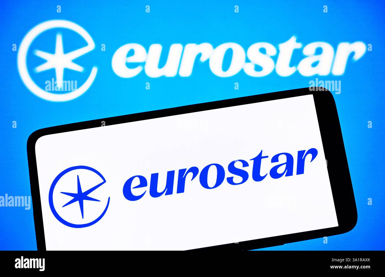 In this photo illustration, an Eurostar logo is seen on a smartphone ...