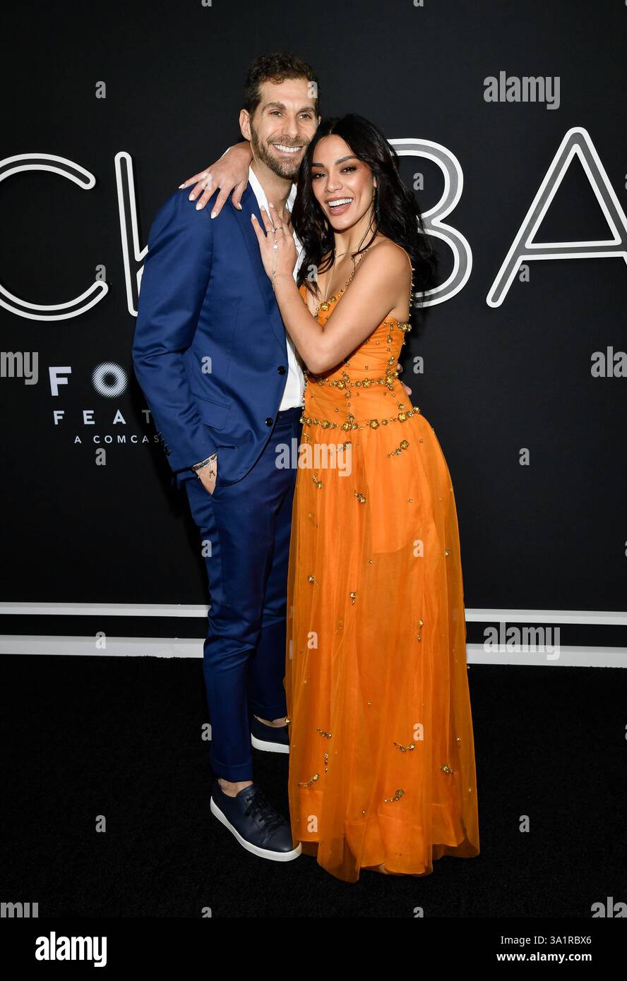 Aaron Mazor, left, and Odelya Halevi attend the premiere of Focus ...