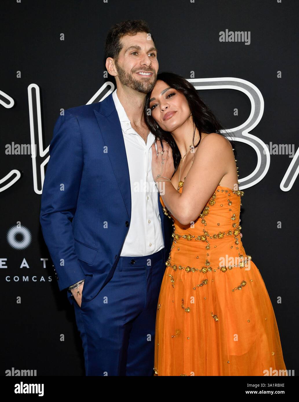 Aaron Mazor, left, and Odelya Halevi attend the premiere of Focus ...