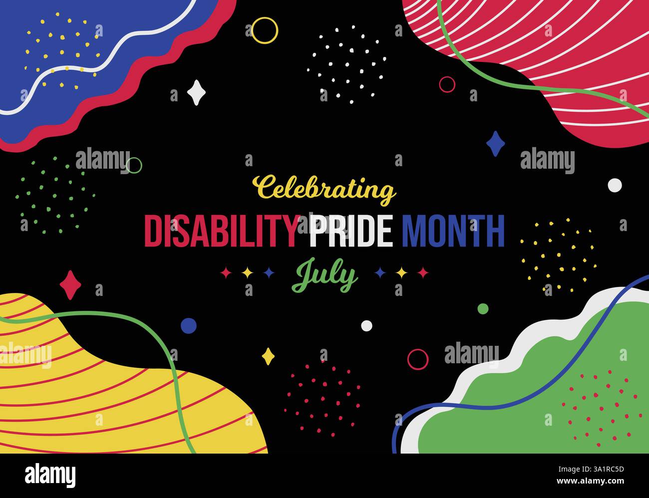 Celebrating Disability Pride Month Memphis concept Background. July ...
