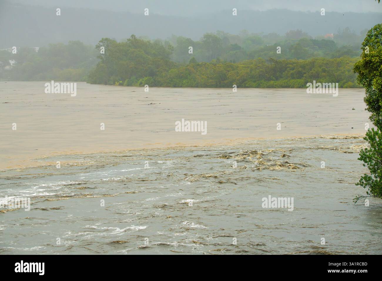Local flood waters in Brisbane, Queensland after heavy rain caused by ...