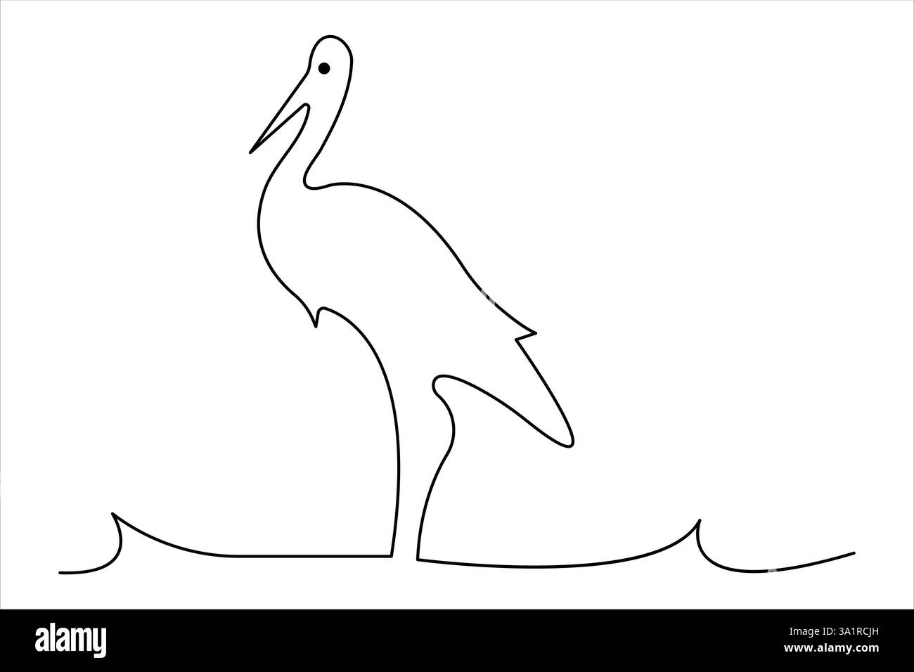One continuous line drawing of adorable heron bird concept for ...