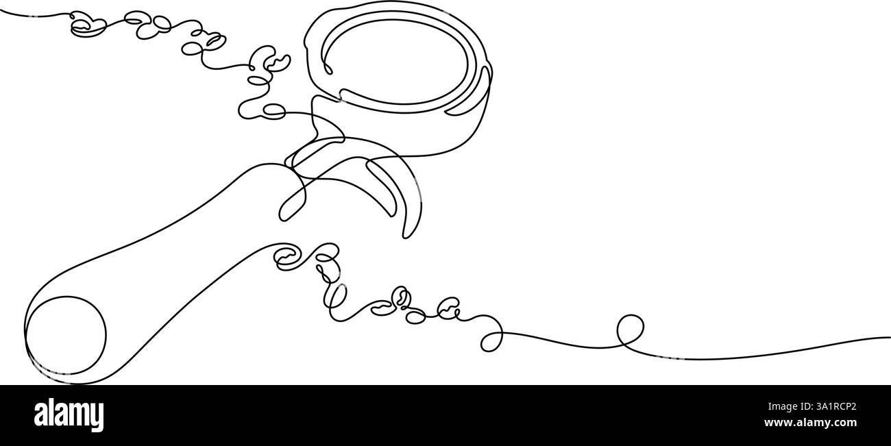 portafilter and coffee beans one line drawing continuous hand drawn art ...