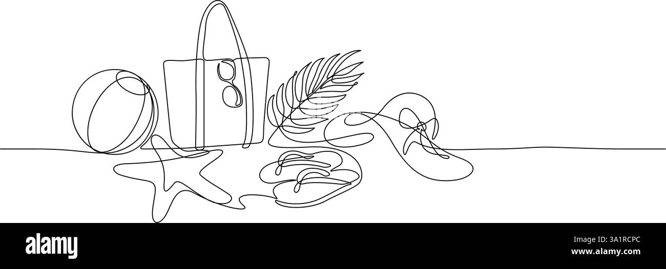 summer beach fashion female likeness one line drawing continuous ...