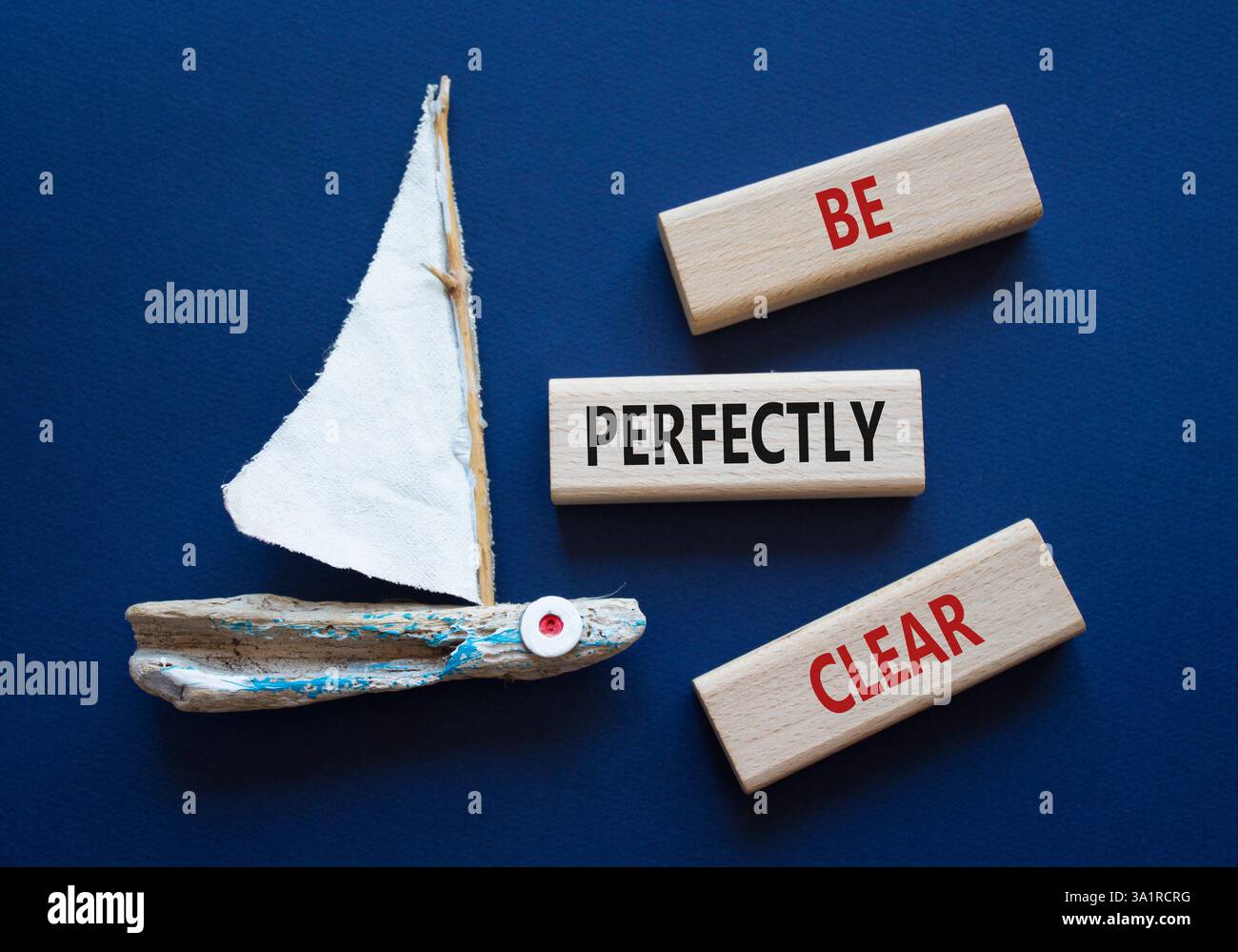 Be perfectly clear symbol. Concept words Be perfectlyclear on wooden ...