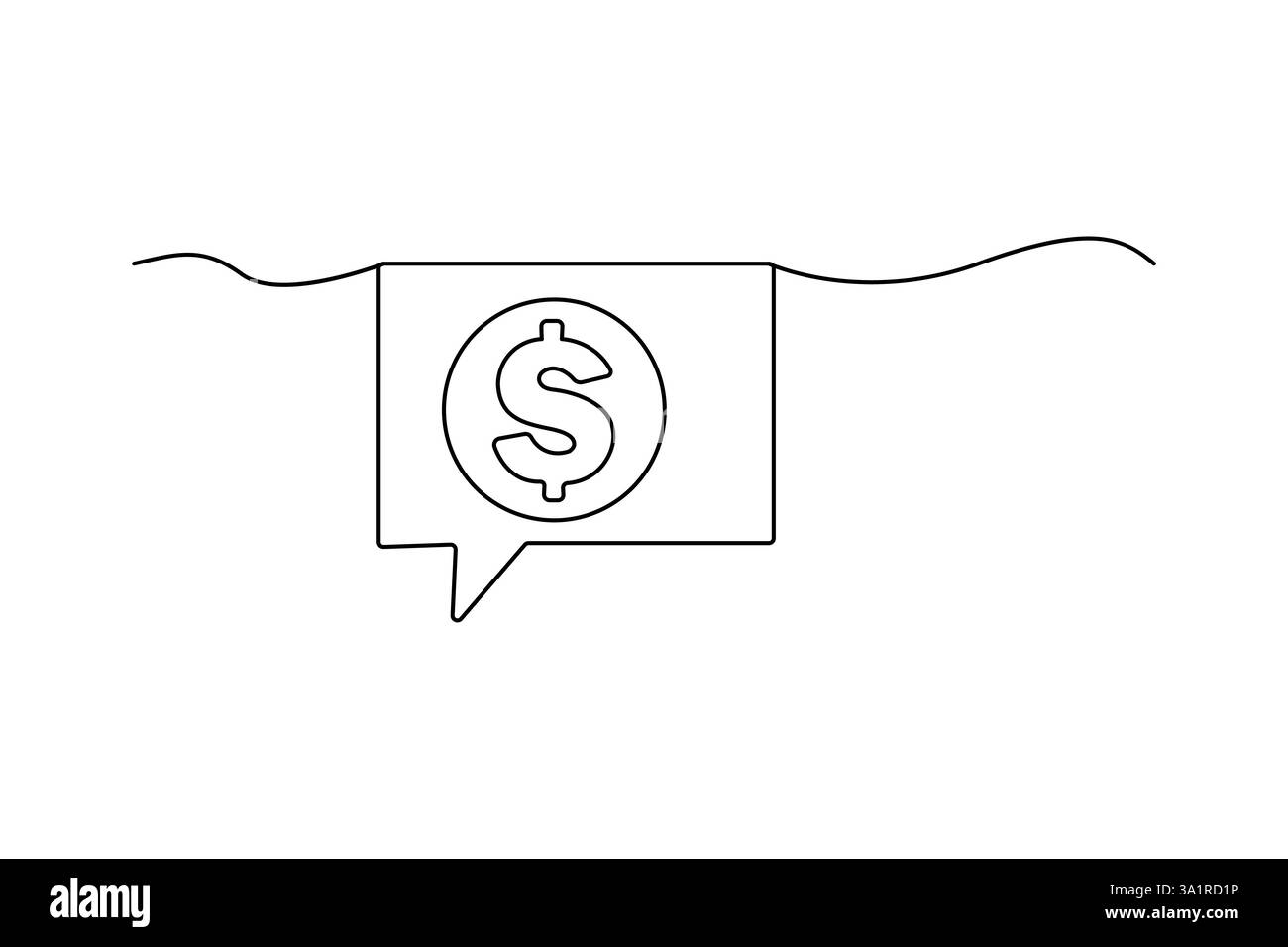 Dollar continuous single line art and isolated outline vector ...