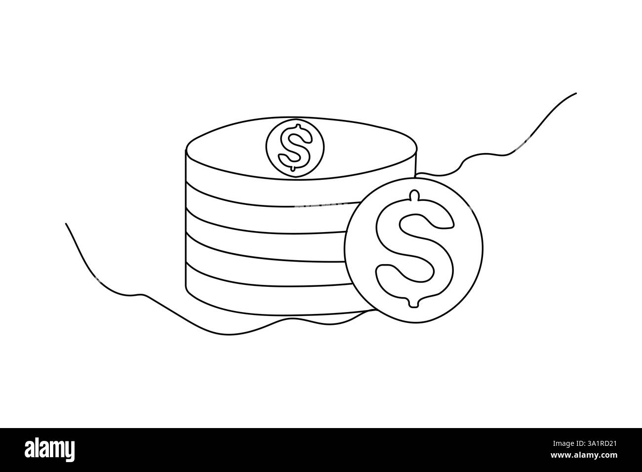 Dollar continuous single line art and isolated outline vector ...