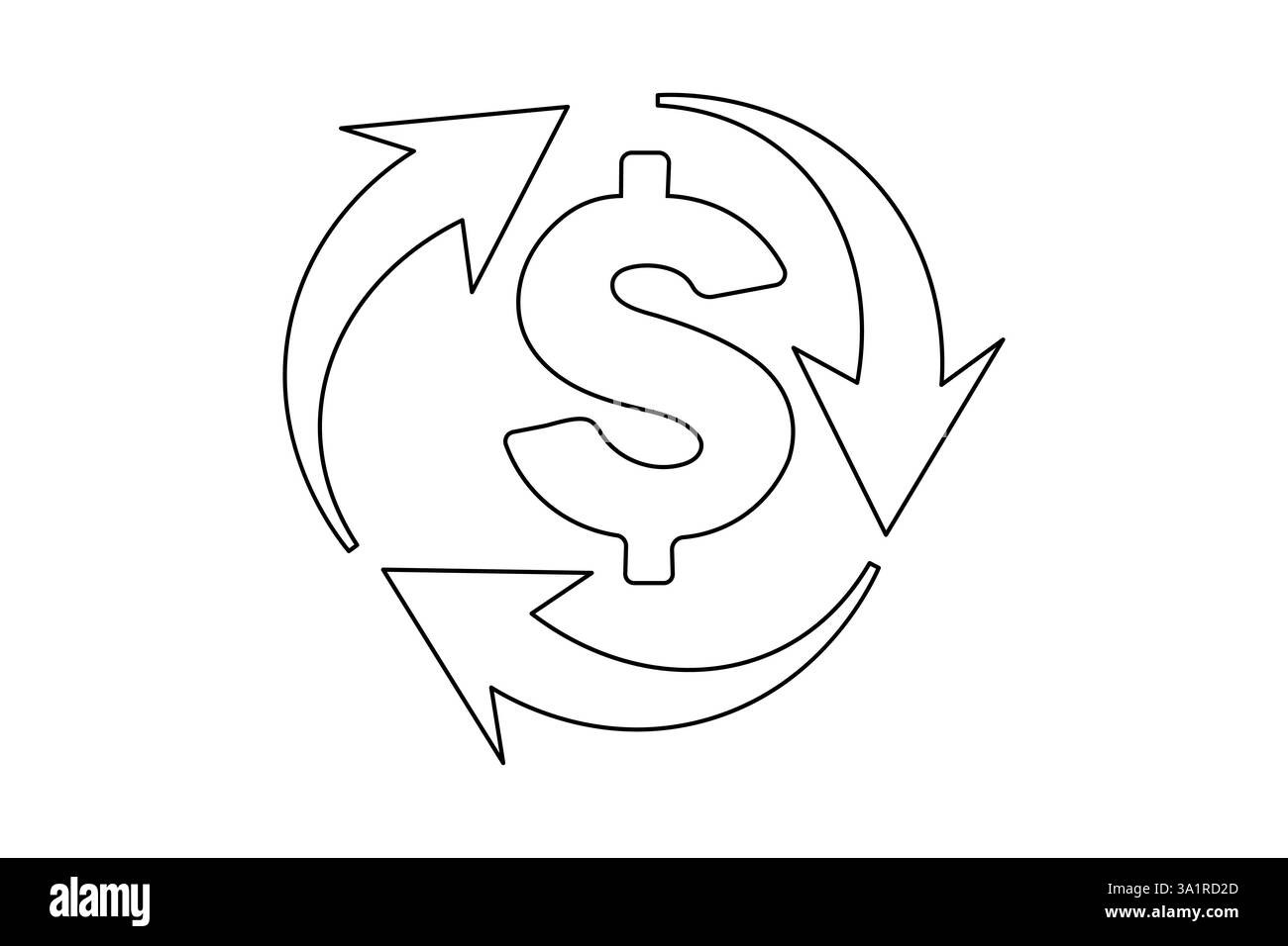 Dollar continuous single line art and isolated outline vector ...