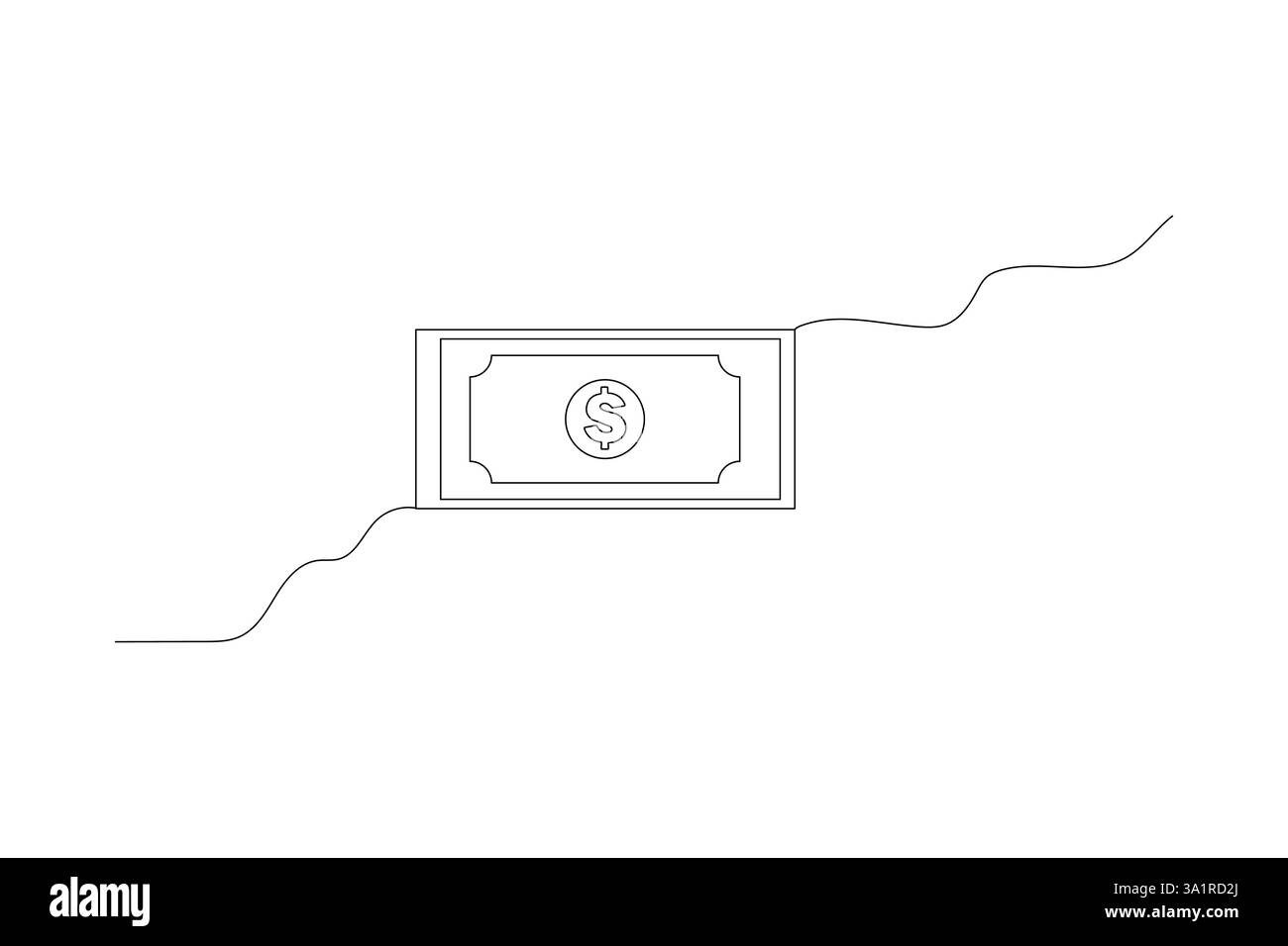 Dollar continuous single line art and isolated outline vector ...