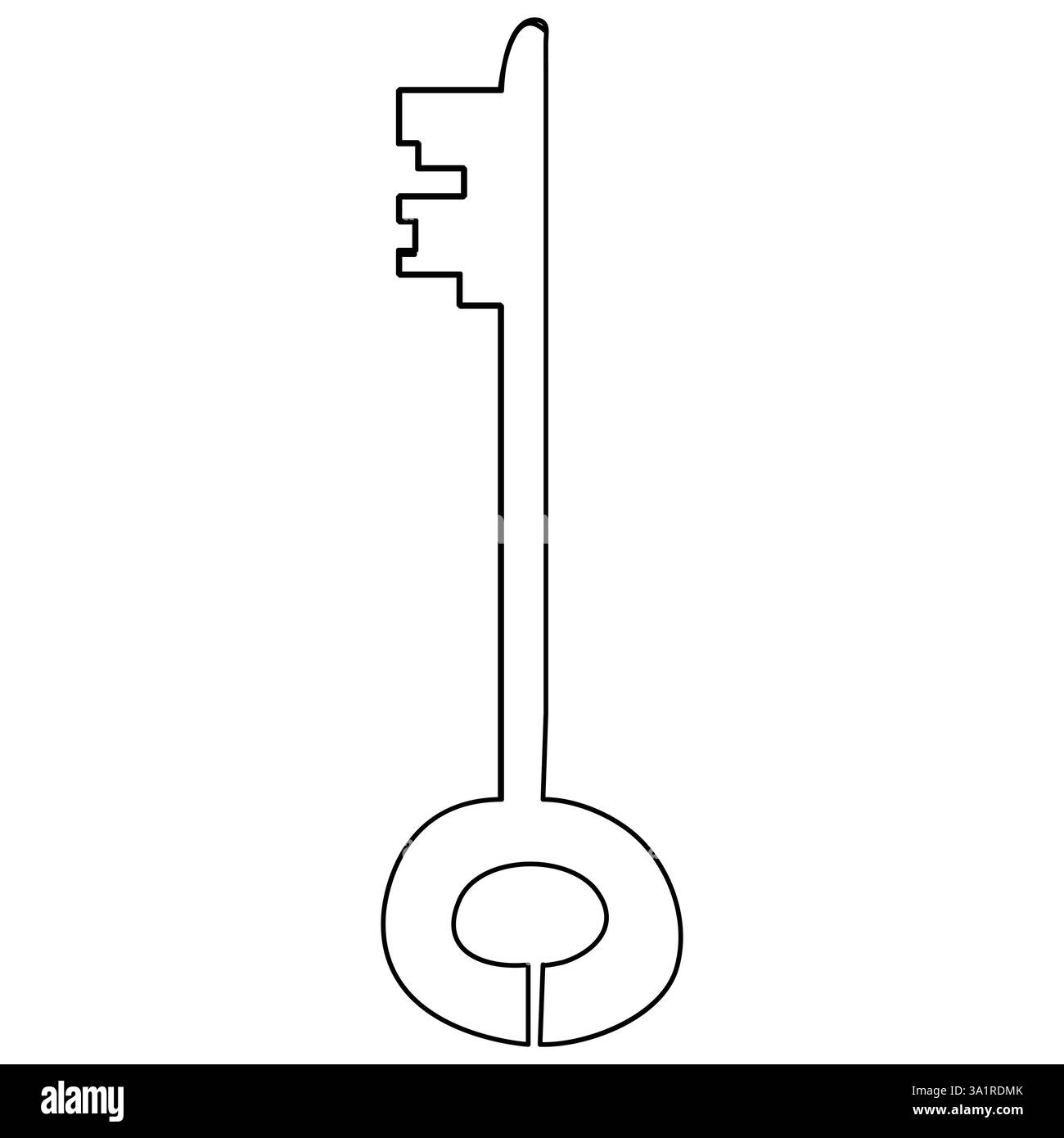 Single line art drawing continuous outline vector hand drawn icon key ...