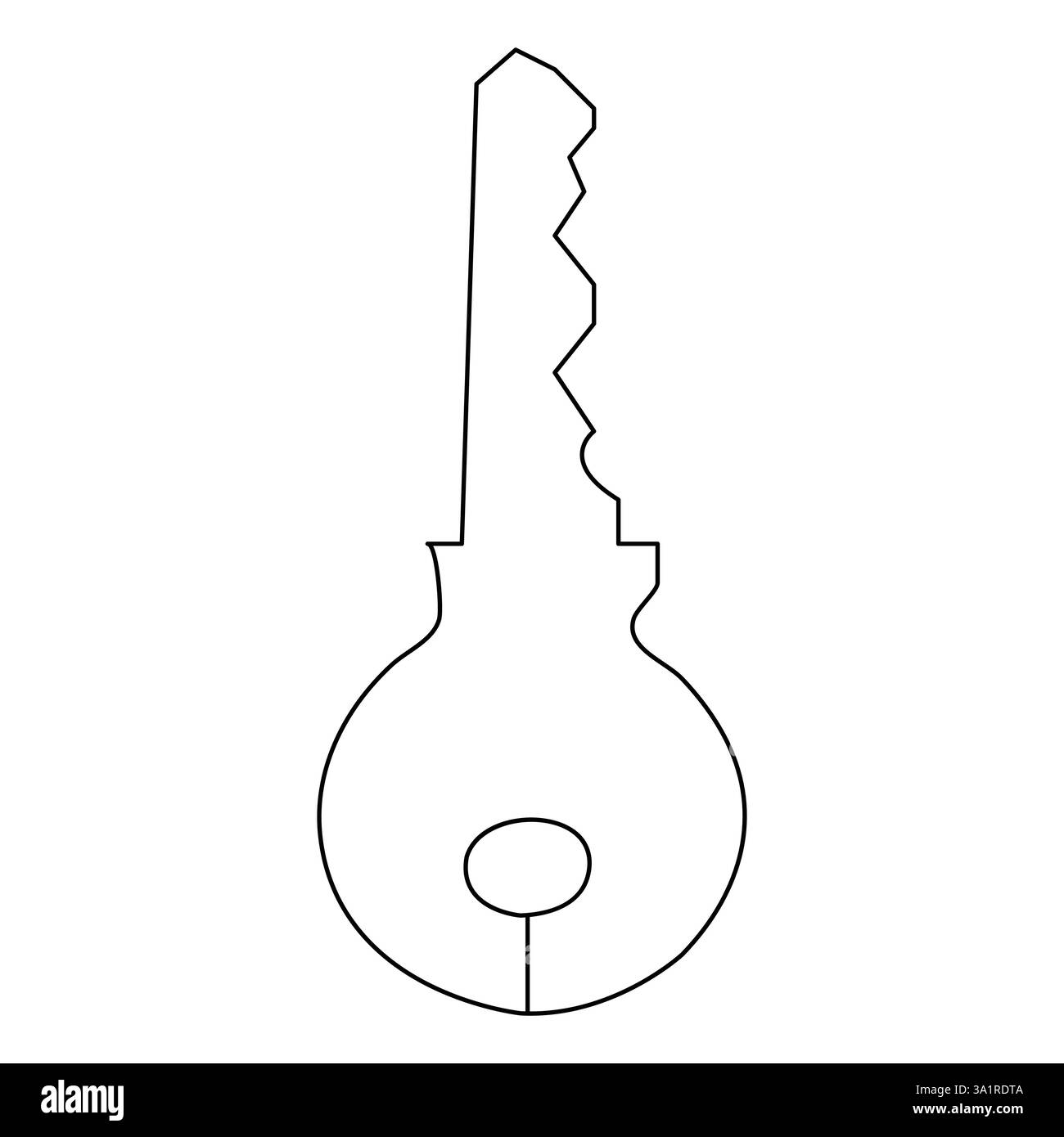 Single line art drawing continuous outline vector hand drawn icon key ...