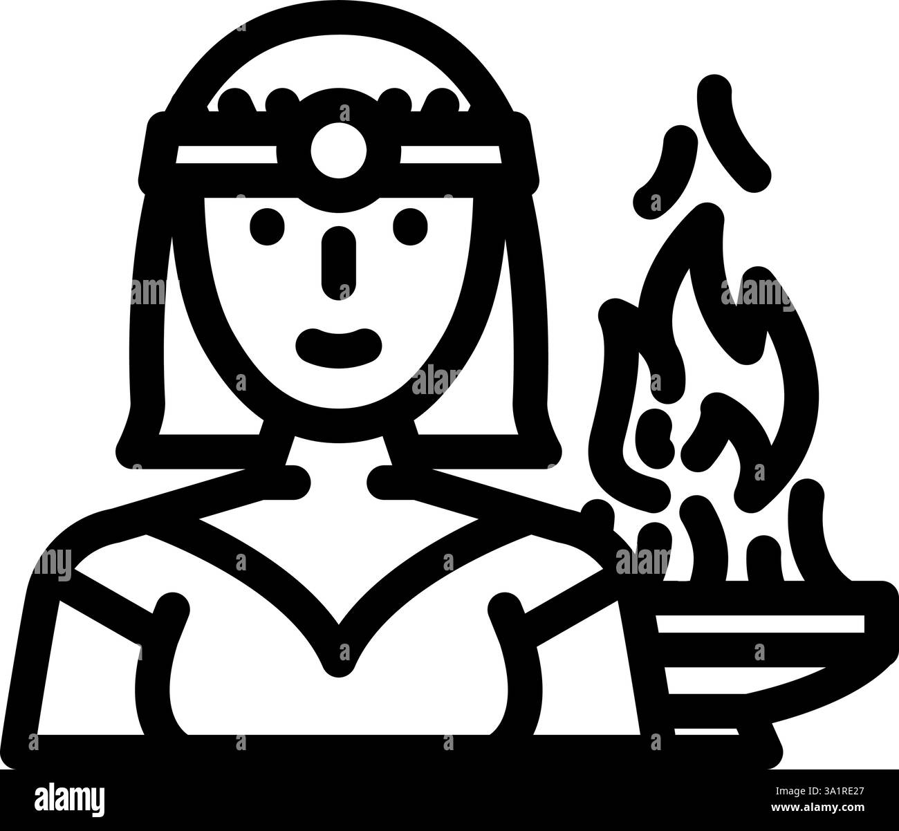 hestia greek god ancient line icon vector illustration Stock Vector ...