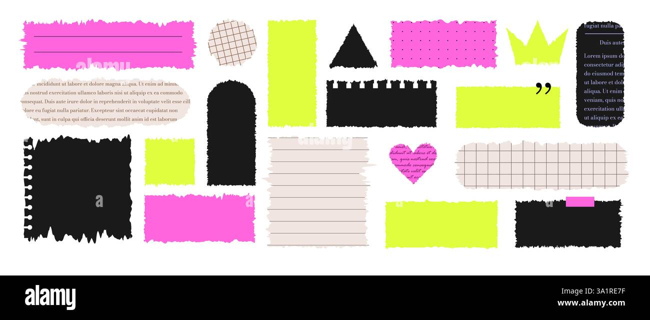 Set of Jagged Rectangle shapes. Tattered frame or text box with jagged ...