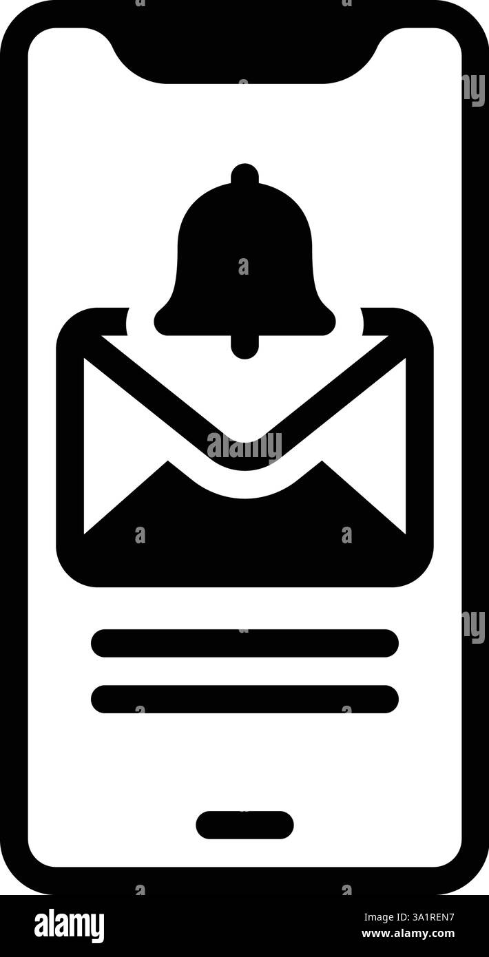 Message notification bell icon Black and White Stock Photos & Images ...