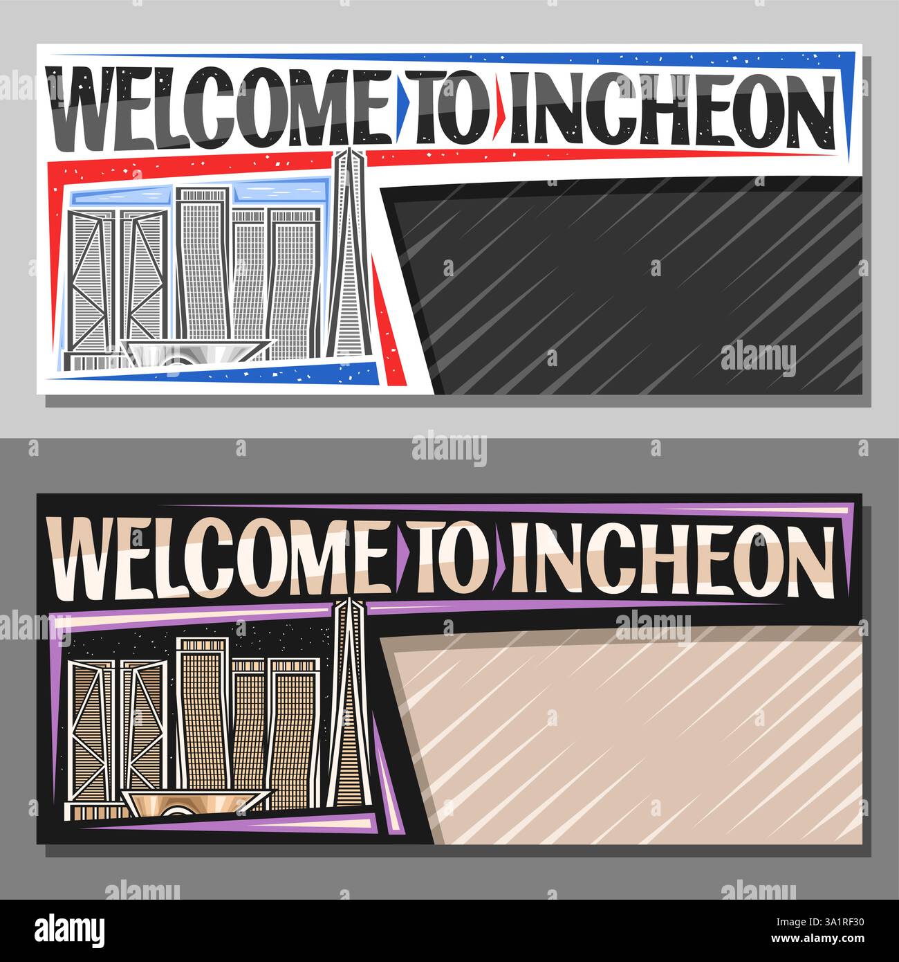 Vector layouts for Incheon with copy space, decorative ticket with line ...