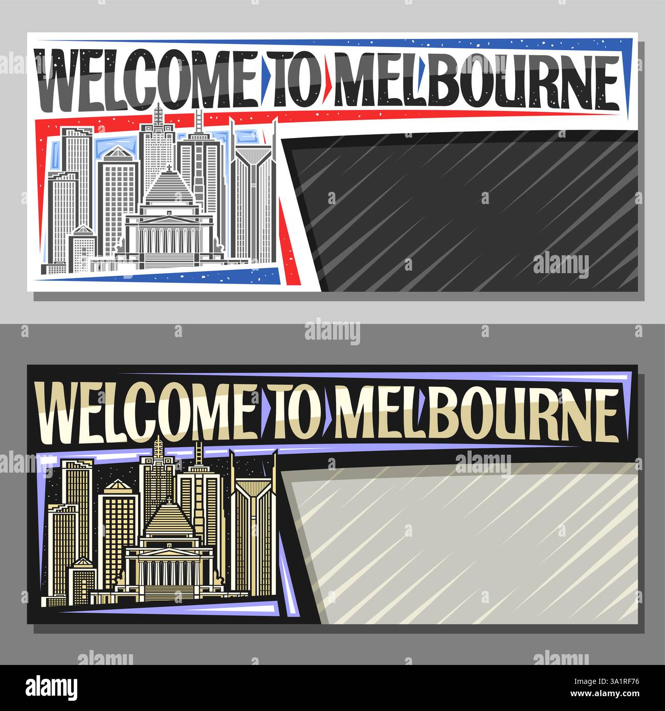 Vector layout for Melbourne with copy space, decorative ticket with ...
