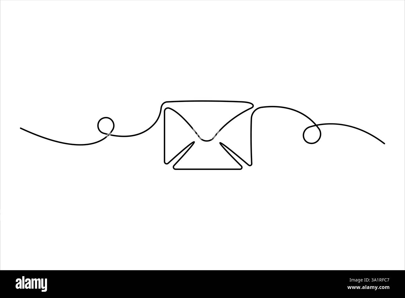Continuous single one line art of paper envelope message post letter ...