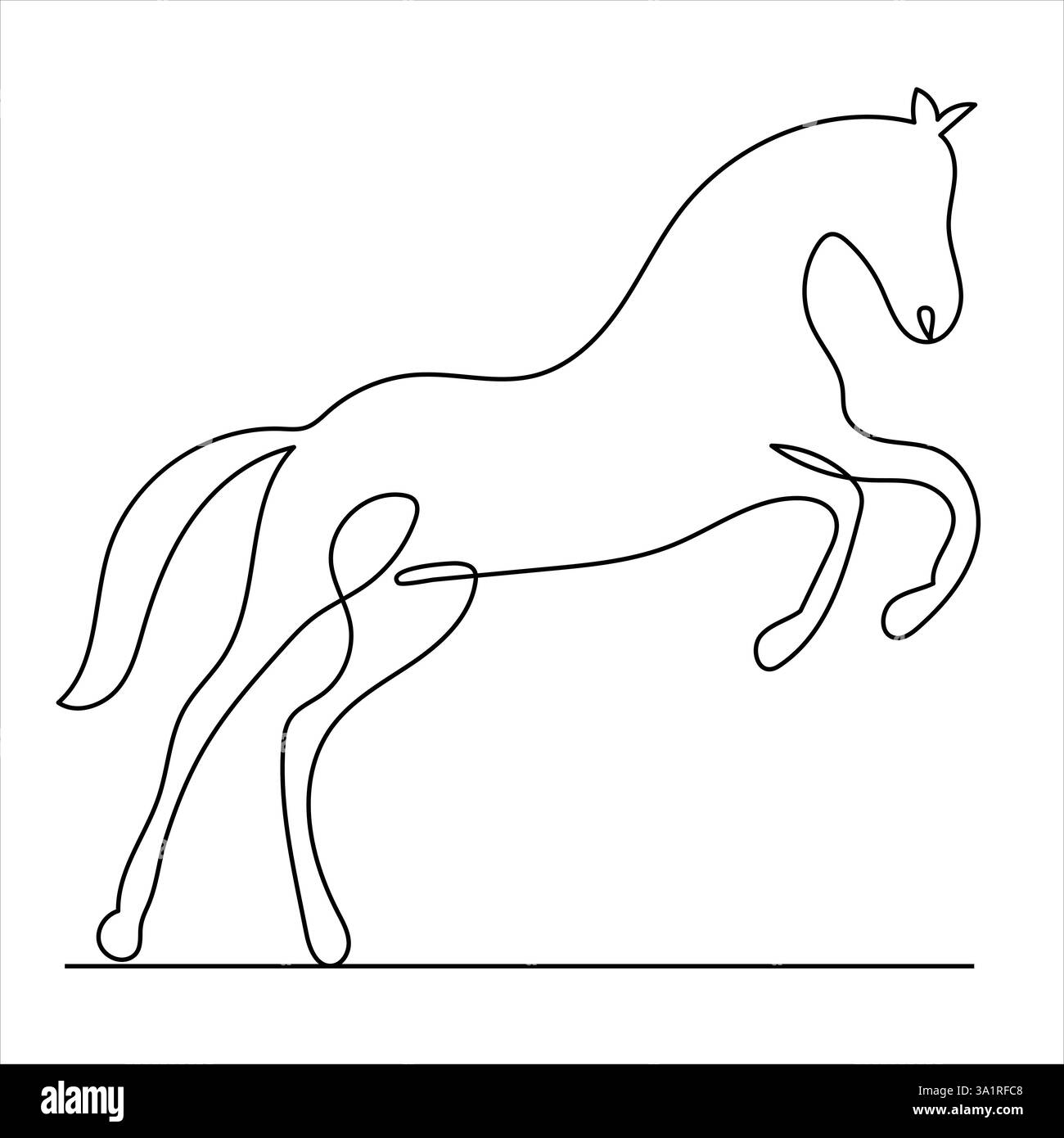 Continuous one line hand design horse animal minimalism style and ...