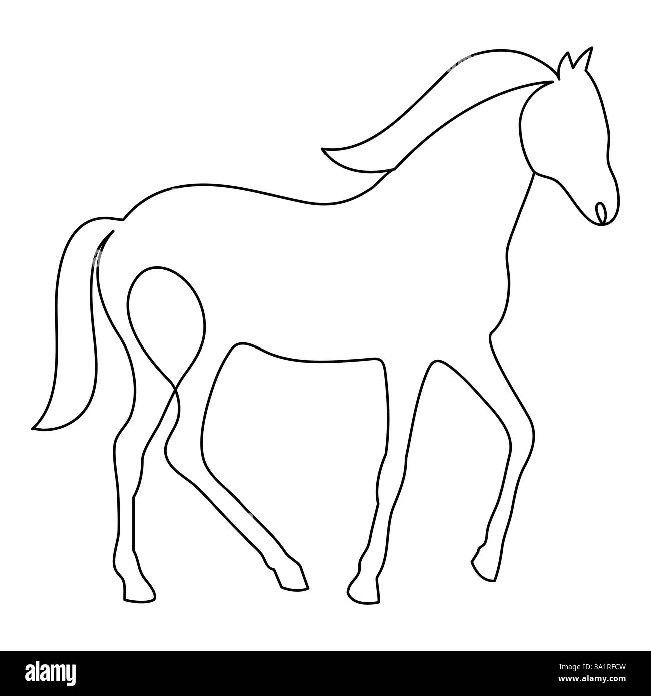 Continuous one line hand design horse animal minimalism style and ...