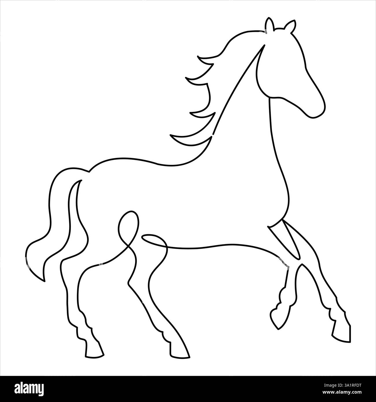 Continuous one line hand design horse animal minimalism style and ...