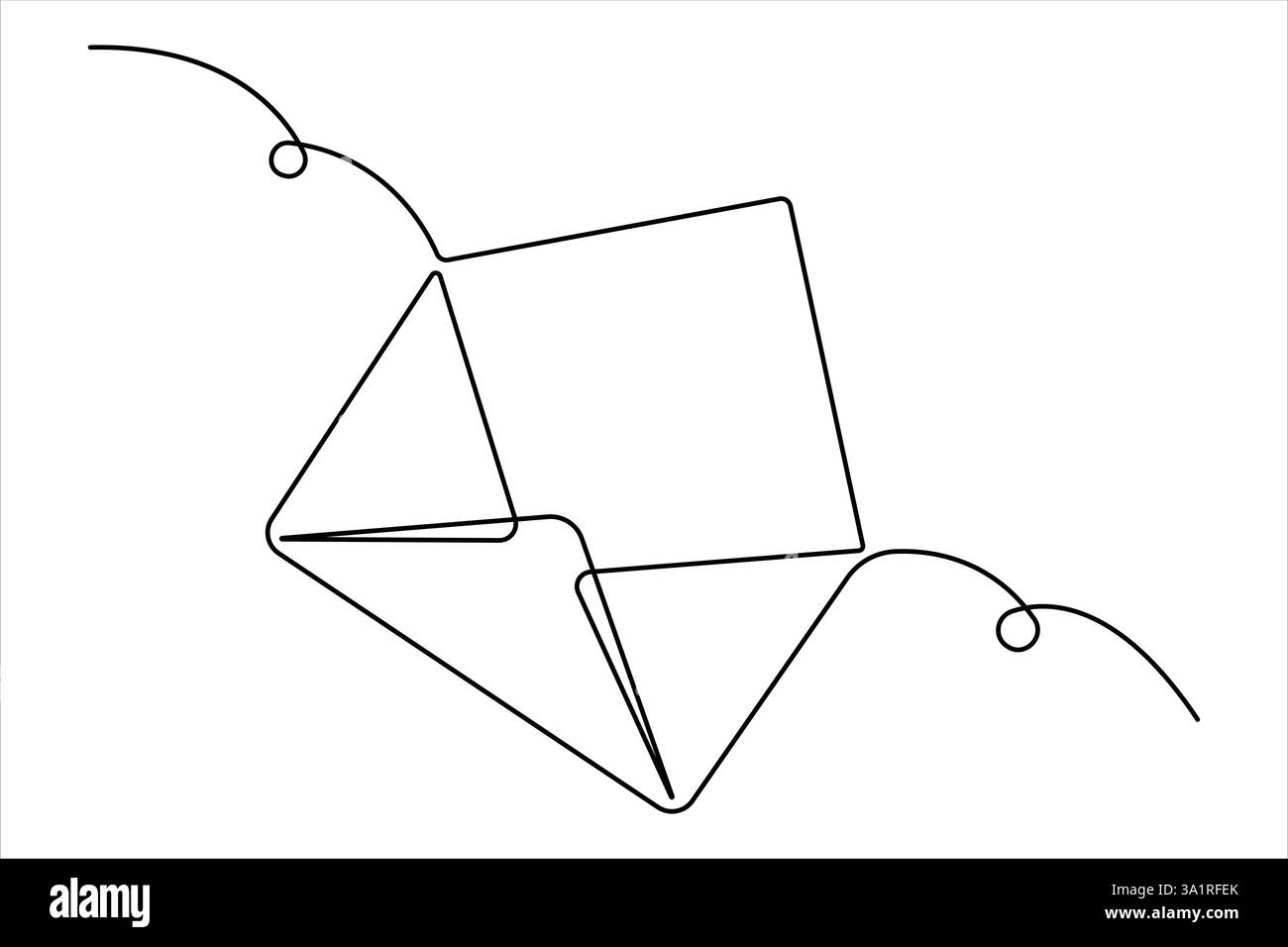 Continuous single one line art of paper envelope message post letter ...