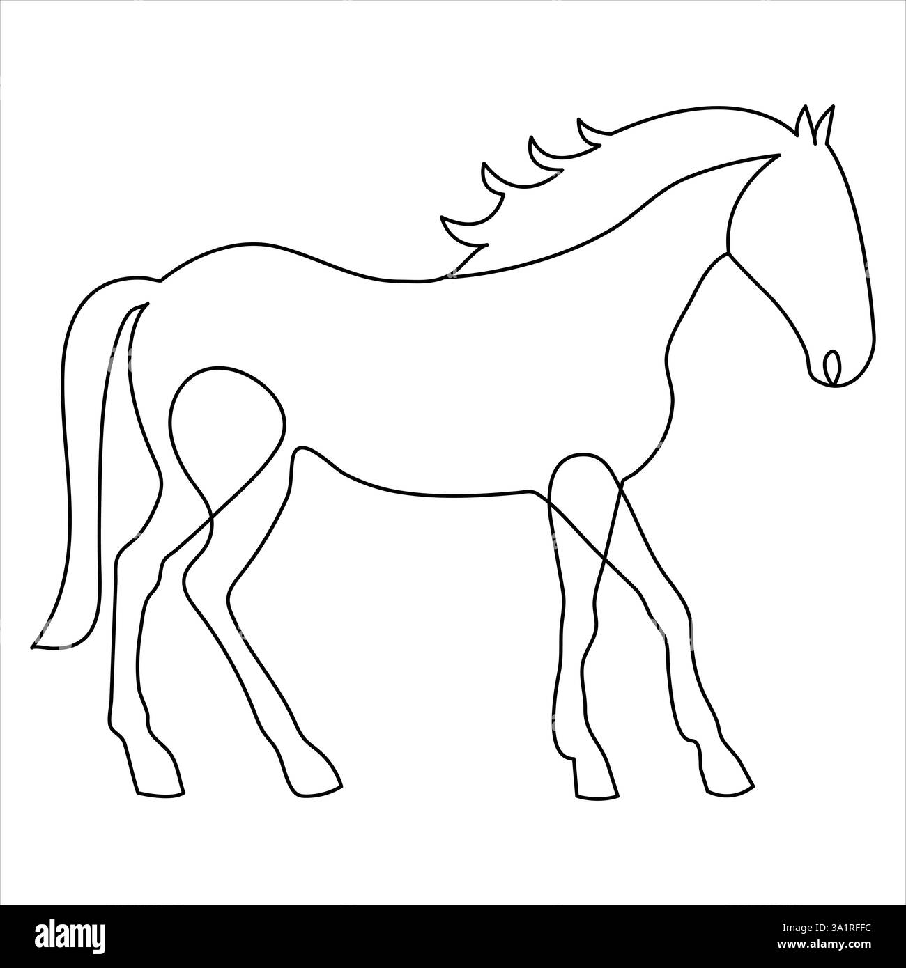Continuous one line hand design horse animal minimalism style and ...