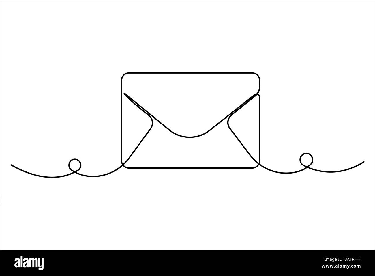 Continuous single one line art of paper envelope message post letter ...