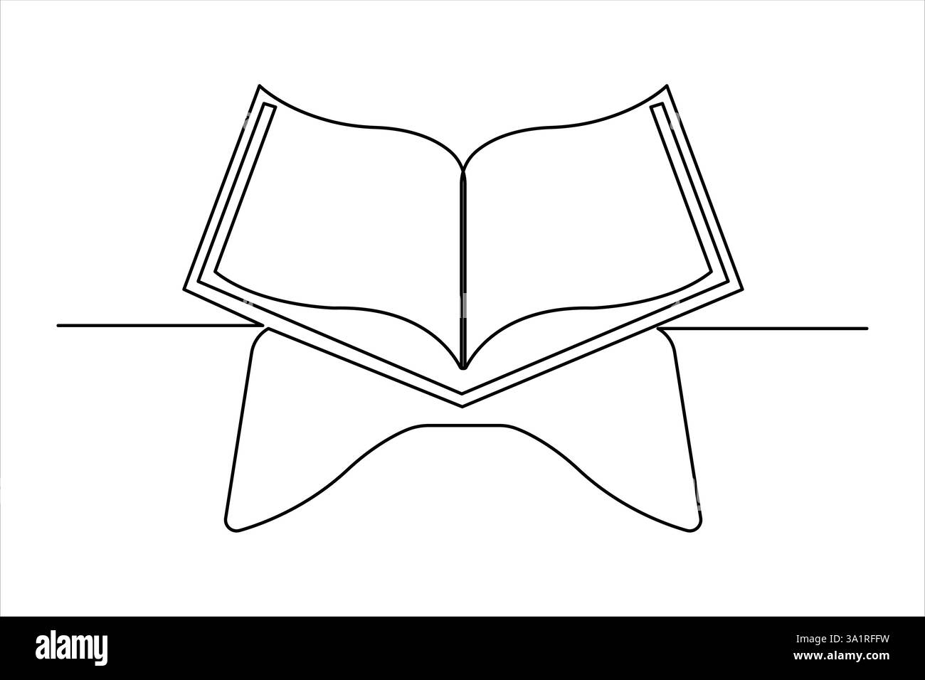 Continuous one line art drawing of open Quran Ramadan concept vector ...