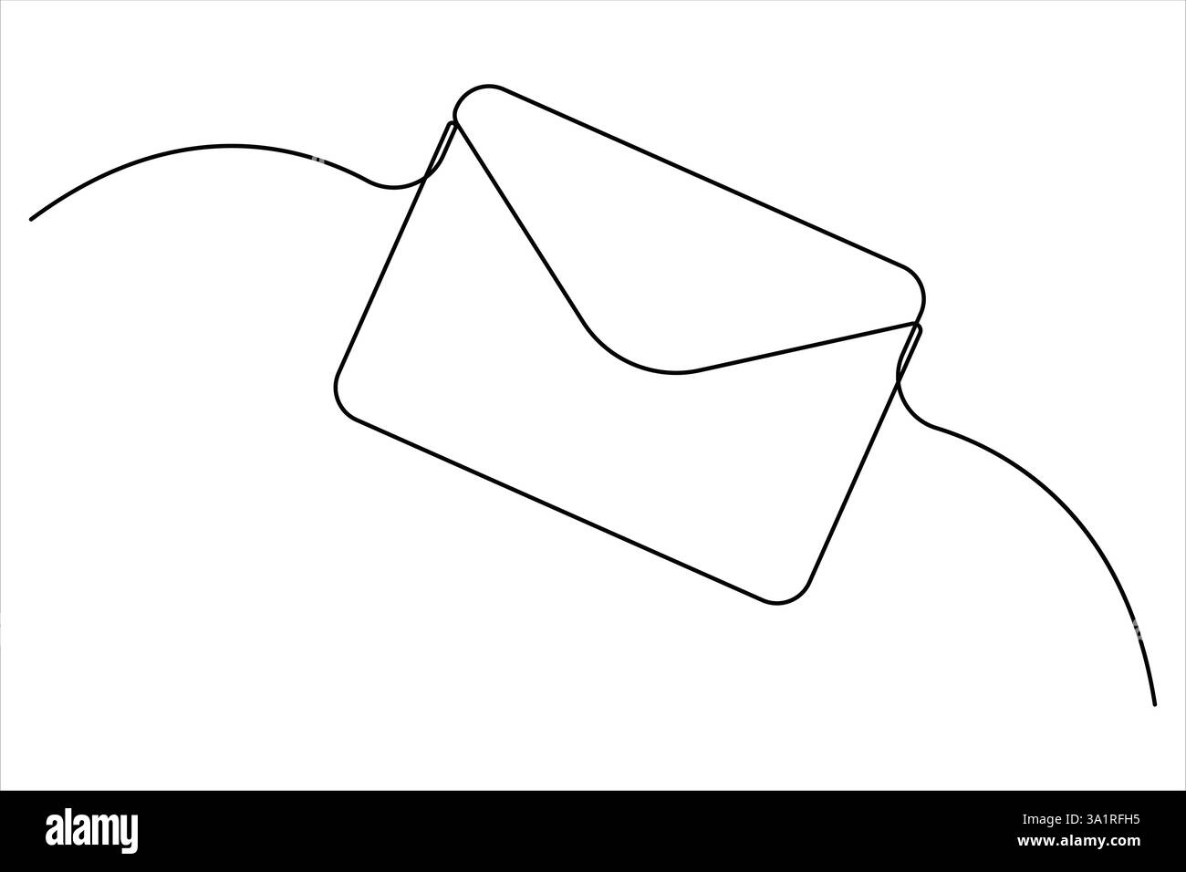 Continuous single one line art of paper envelope message post letter ...