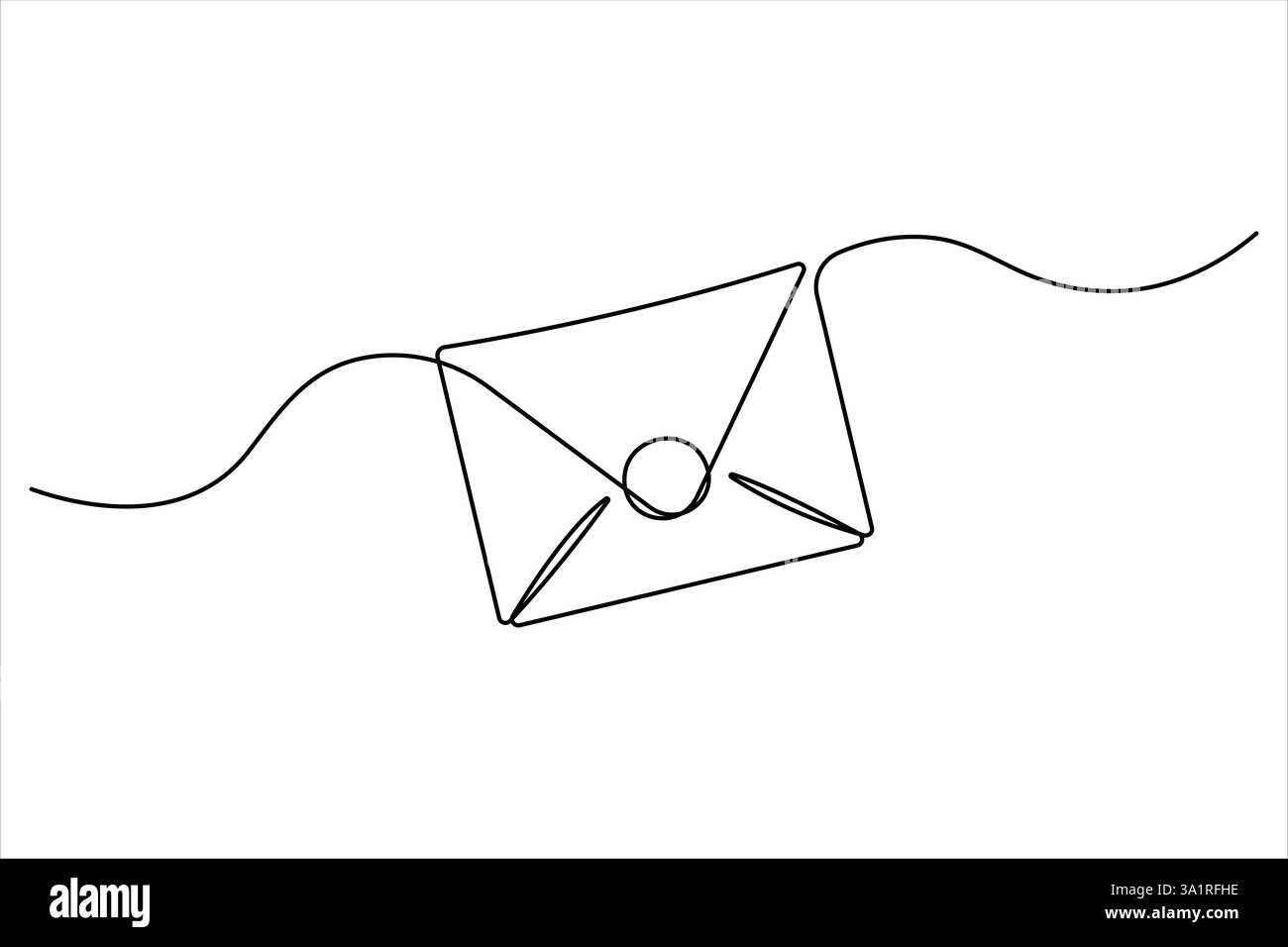 Continuous single one line art of paper envelope message post letter ...