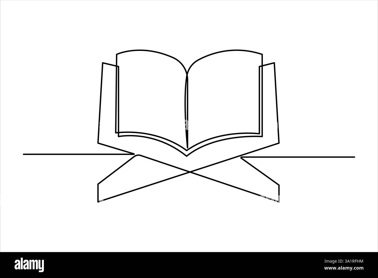 Continuous one line art drawing of open Quran Ramadan concept vector ...
