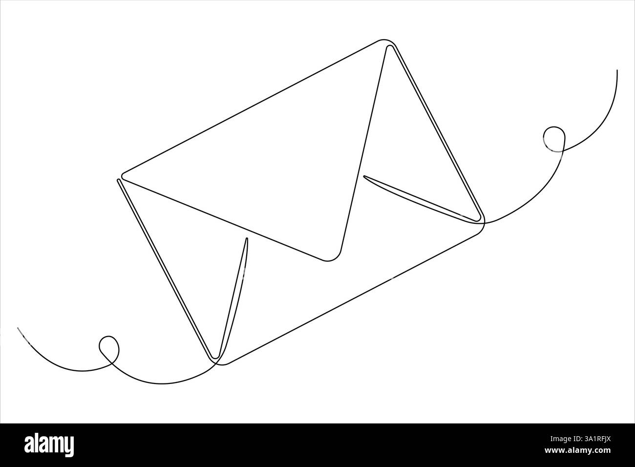 Continuous single one line art of paper envelope message post letter ...