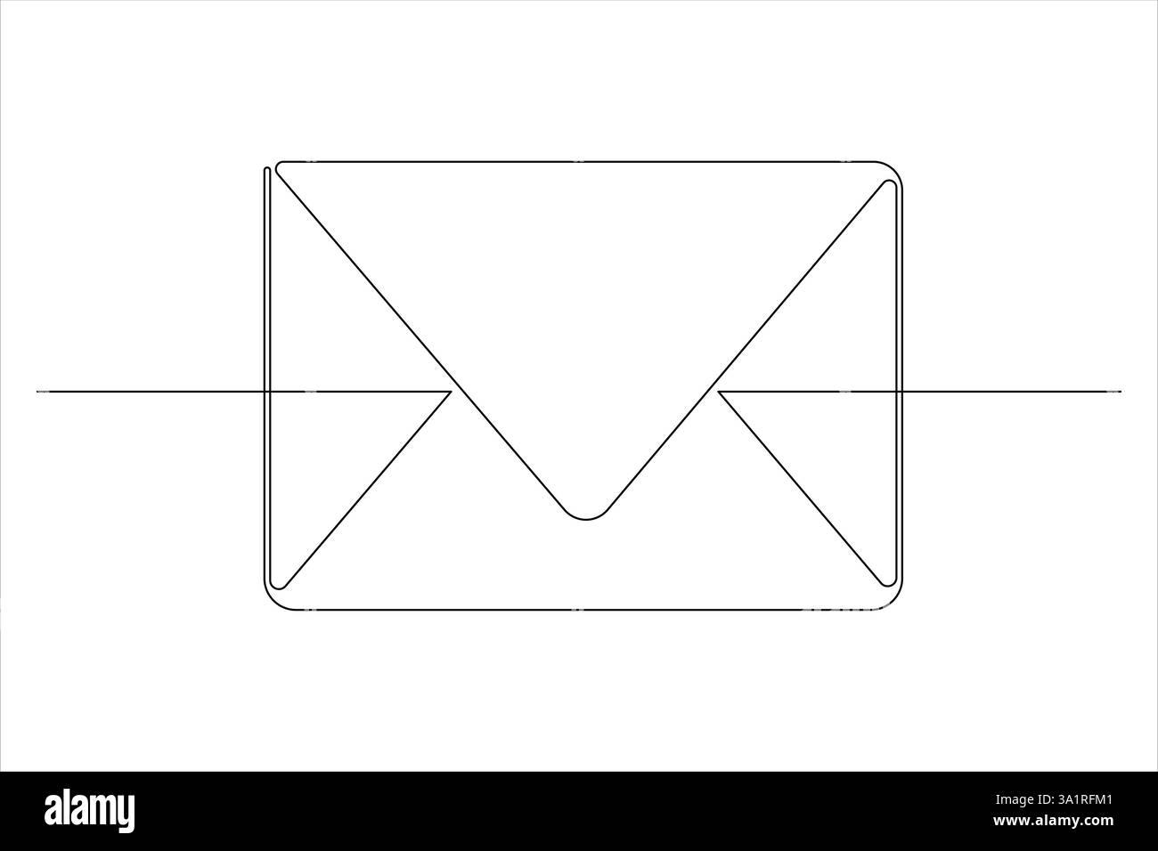 Continuous single one line art of paper envelope message post letter ...