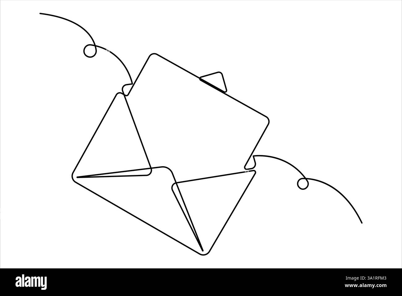 Continuous single one line art of paper envelope message post letter ...