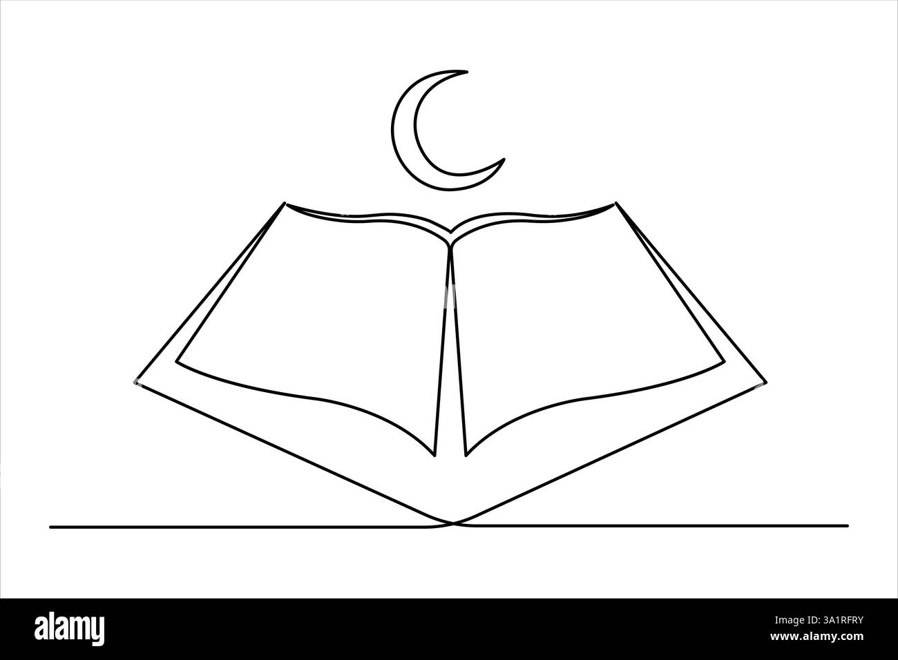 Continuous one line art drawing of open Quran Ramadan concept vector ...