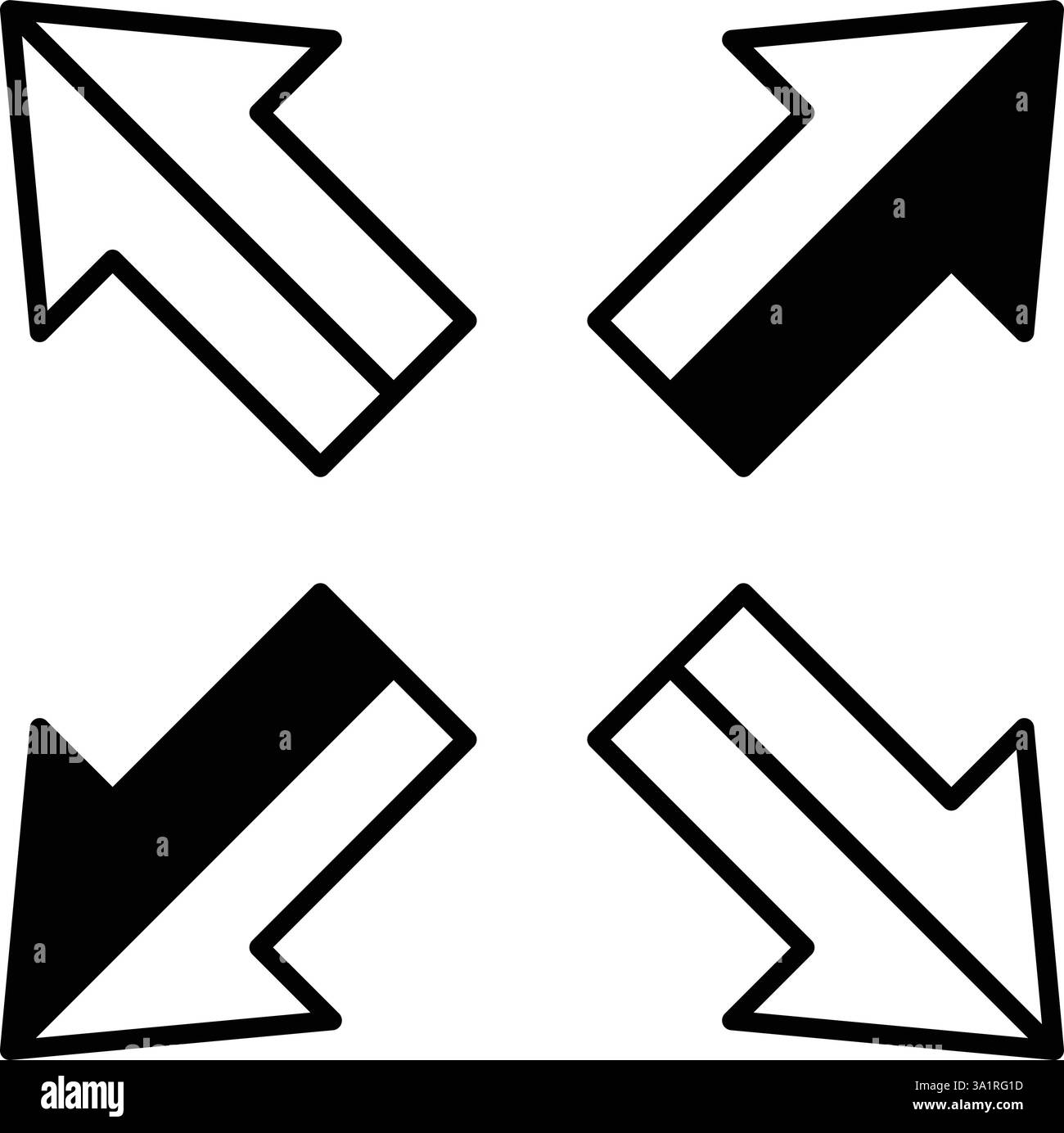 Four arrows pointing in different directions. The arrows are black and ...