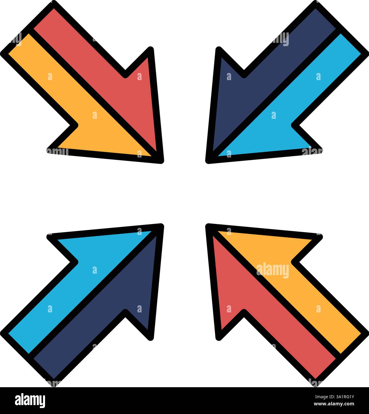 A four-pointed arrow pointing in different directions. The arrows are colored red, blue, yellow ...
