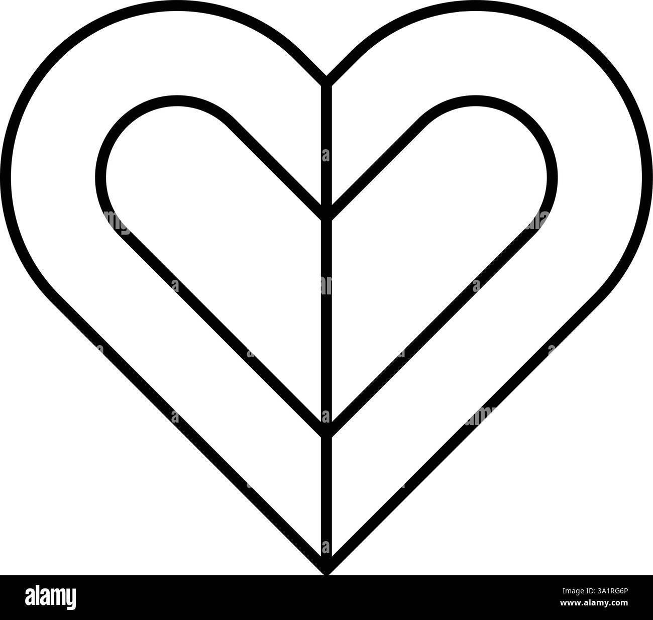 A heart shape is drawn in black. The heart is divided into two parts ...