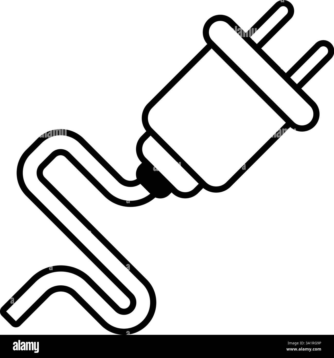 A black and white drawing of a plug with a wire coming out of it. The ...