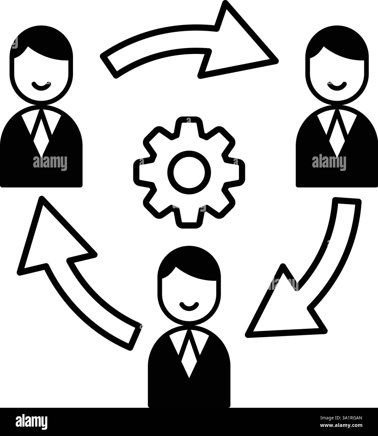 Three men are smiling and are connected by arrows. The image is about ...