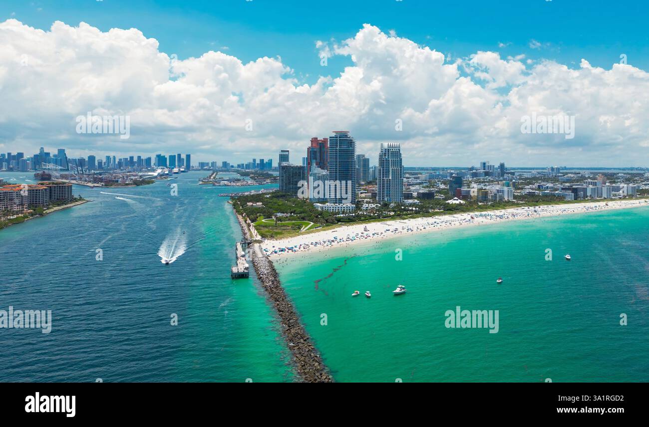 Miami Beach. Miami Beach city from top. South Beach from above. Drone ...
