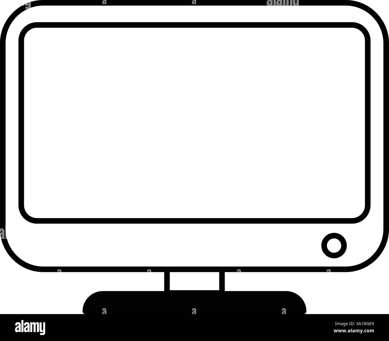 A computer monitor is shown in a black and white drawing. The monitor ...