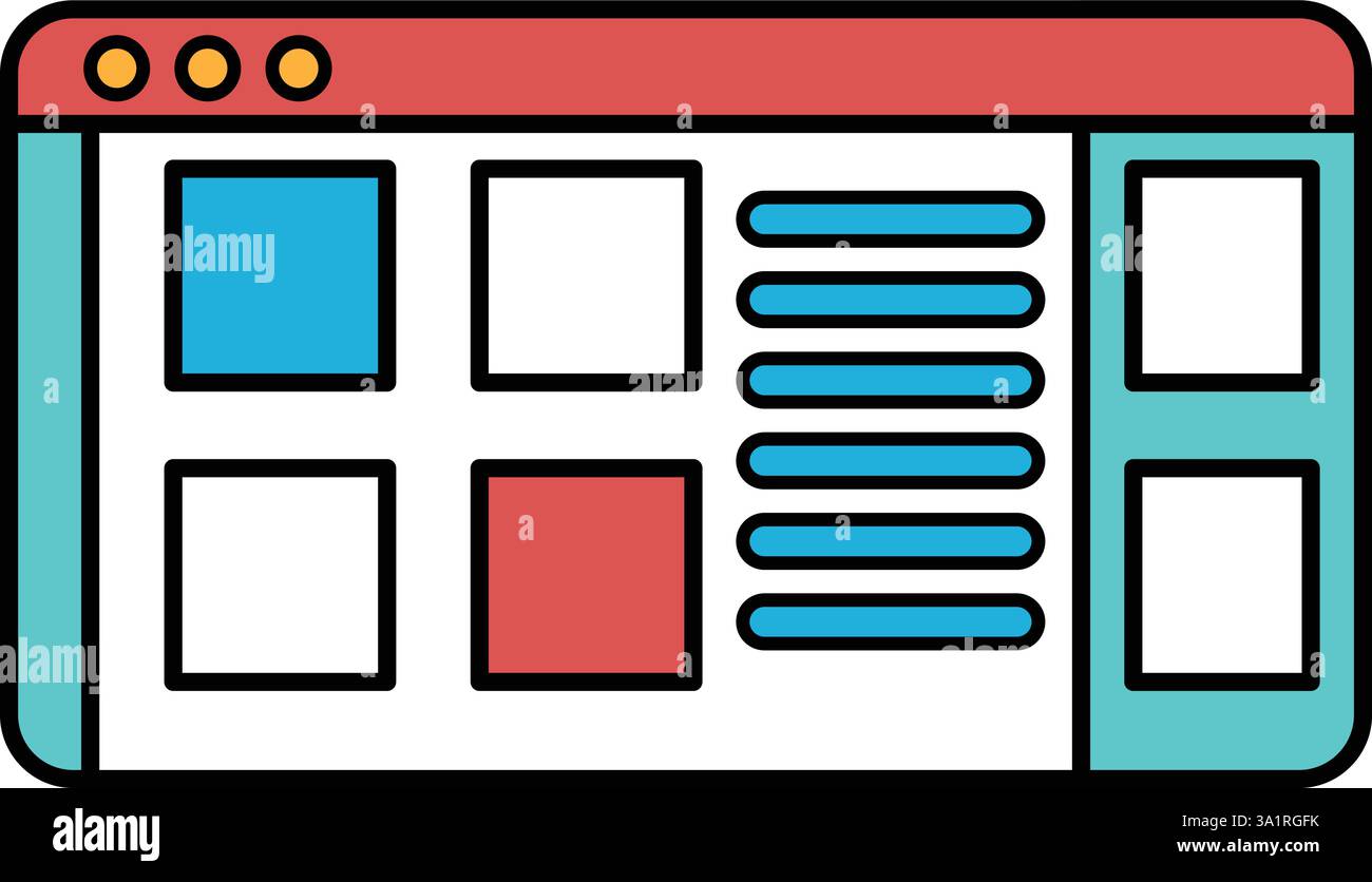 A computer monitor with a blue background and red and white squares ...