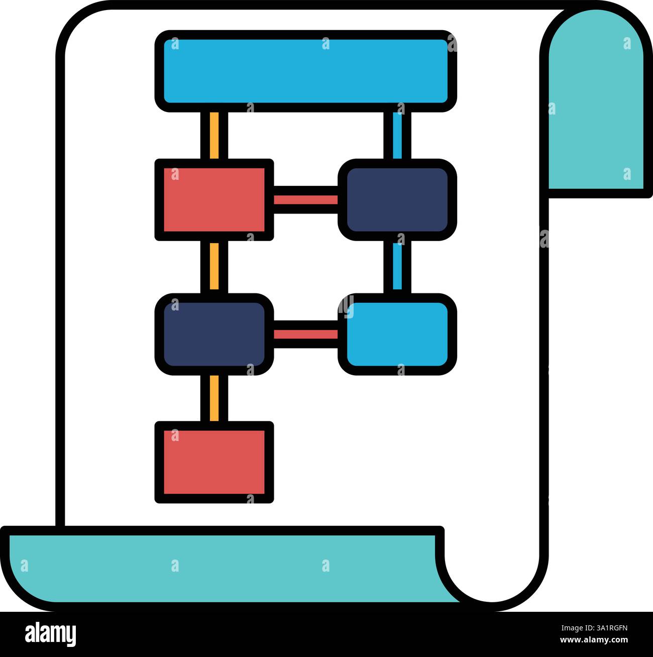 A colorful diagram of a flow chart. The diagram is made up of different ...