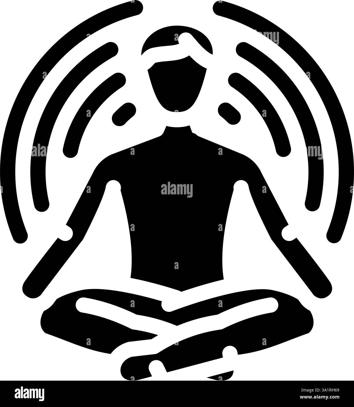 meditation pose radiating waves glyph icon vector illustration Stock ...
