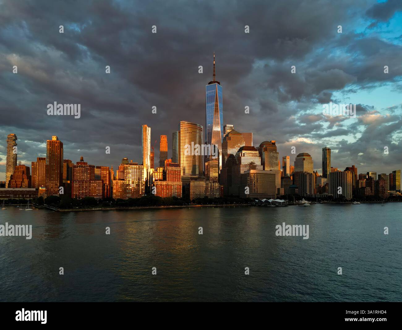 NYC skyline with skyscrapers aerial view. Manhattan and Brooklyn. New ...
