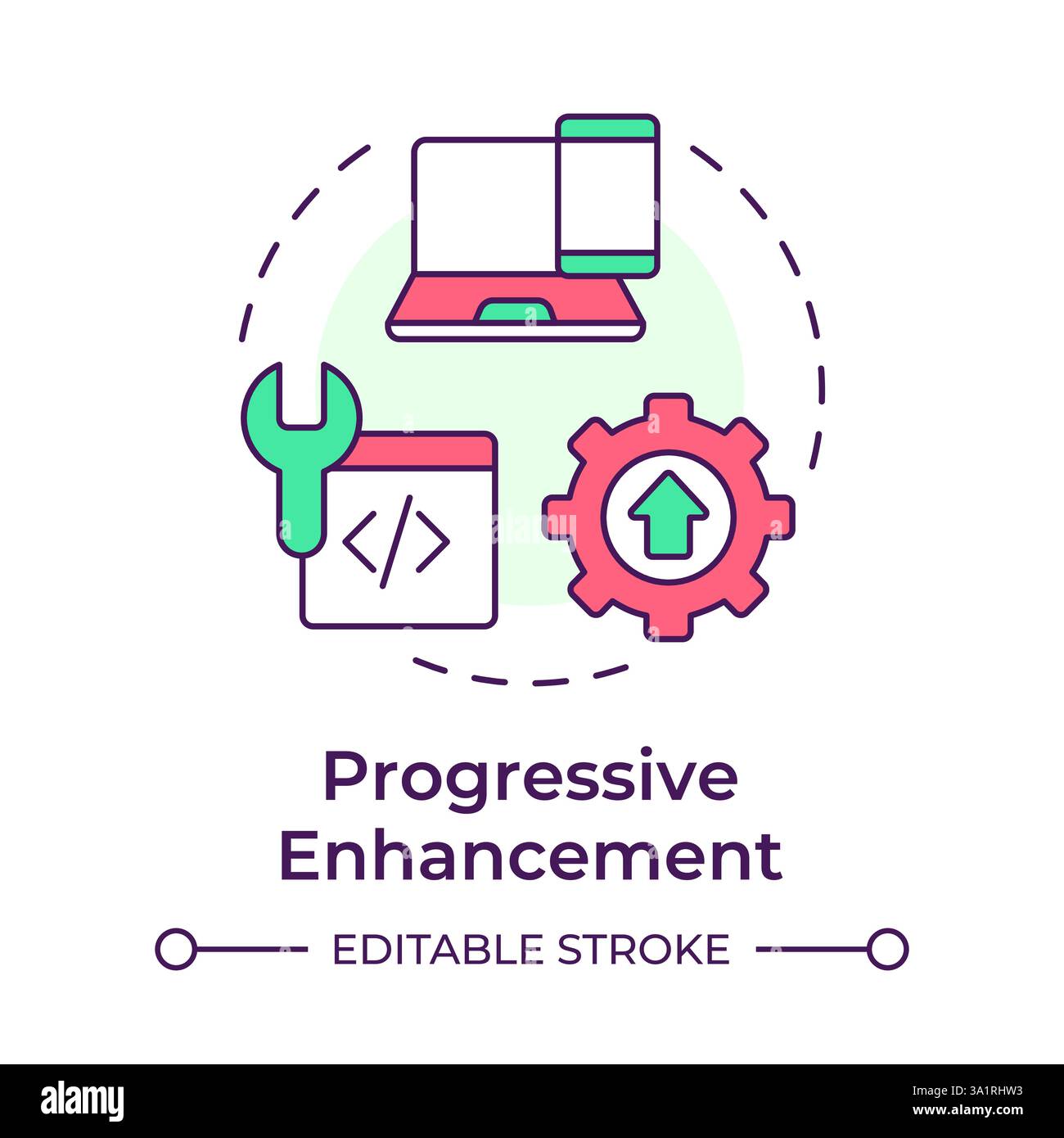 Progressive enhancement multi color concept icon Stock Vector Image ...